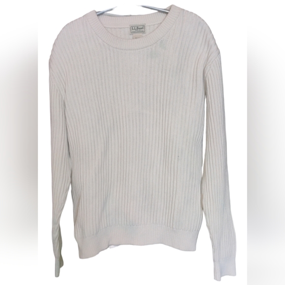L.L. Bean | Sweaters | Llbean Knitted Cream Color Basic Crewneck | Poshmark